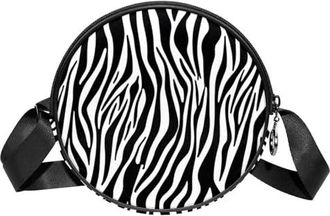 Generic Sac &agrave; bandouli&egrave;re rond pour femme, motif z&eacute;br&eacute; avec fermeture &eacute;clair, bretelles r&eacute;glables, style d&eacute;contract&eacute;, pour femmes et filles