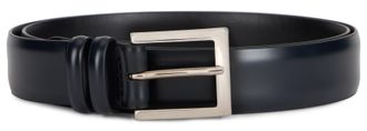 Orciani Mens Brushed Leather Belt, Ocean Blue Calfskin