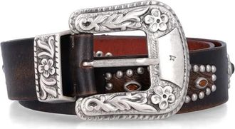 Golden Goose G&uuml;rtel - Golden Goose Lace Brown Leather Belt - Gr. 80 - in Grau - f&uuml;r Damen