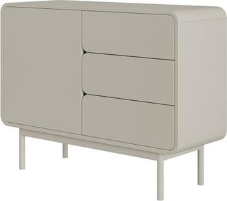 Selsey Kommode Aufbewahrungsschrank 1 Tür 3 Schubladen Schrank Schubladenschrank Push to Open 104 cm ORO Graubeige