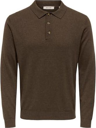 Only & Sons Onsloui Reg 12 Ls Mel Polo Knit, Chocolat, XXL