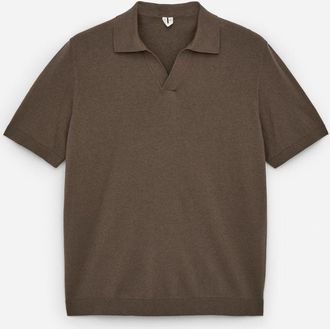Arket Poloshirt Aus Baumwoll-Leinen -Beige