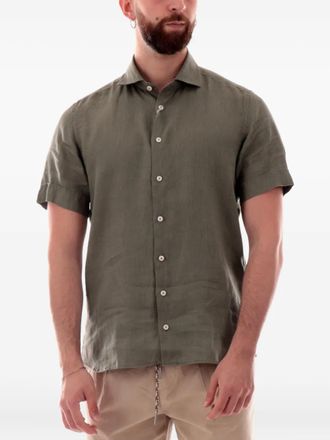 Bastoncino chemise en lin &agrave; manches courtes - Vert