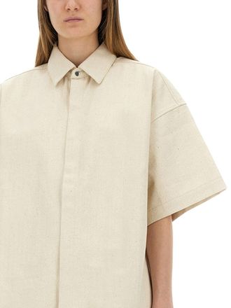 Jil Sander Oversized Heavy Cotton Shirt - Beige
