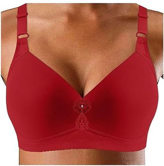 Generic Soutien-gorge fin XL non respirant pour femmes moyennes et &acirc;g&eacute;es 2026, Rouge, 72