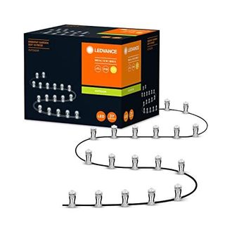 Ledvance LED Gartenleuchte, LED Lichterkette mit 18 LED Dots f&uuml;r Au&szlig;en, Basispaket, Warmwei&szlig; (3000K), 12W, ENDURA GARDEN DOT 18P 4058075478473, transparent