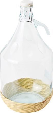 hOme Home Glasballon mit mechanischem Deckel, 5 Liter, transparent/beige, 18 x 18 x 35 cm