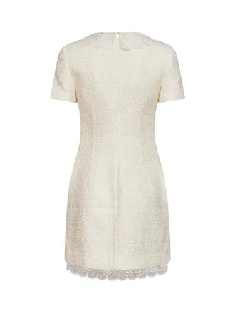 Self Portrait Womens Minidress Tailored Boucl&eacute; Ivory Polyester Dress