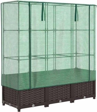 vidaXL Vidaxl - Jardini&egrave;re sur&eacute;lev&eacute;e avec housse aspect rotin 120x40x138 cm