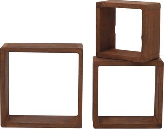 Mobili Rebecca 3er Set quadratischer Wandregale, B&uuml;cherregale aus Holz, Regale f&uuml;r Schlafzimmer Wohnzimmer - Ma&szlig;e: 26 x 26 x 9 cm (HxLxB) - Art. RE4180
