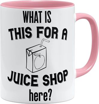 OM3 Spruch Bad English Denglisch Tasse Saftladen Juice Shop I- Keramik Becher - 11oz 325ml - Beidseitig Bedruckt - Rosa