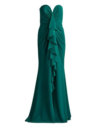 Tadashi Shoji robe longue sans bretelles à volants - Vert