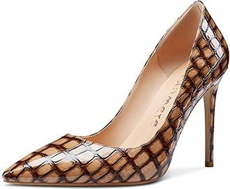 Castamere Escarpins Femme Mode Aiguille Talon 10CM High Heels Marron Pierre Motif Chaussures EU 39