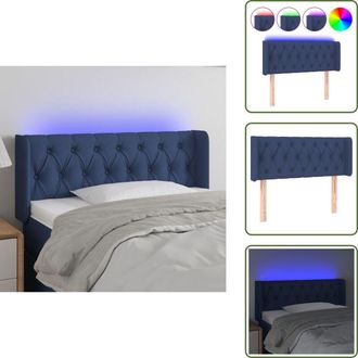 vidaXL Led Kopfteil Blau 103x16x78/88 cm Stoff - led Kopfteil - Bett-Kopfteil - Kopfteil Blau - Kopfteil Stoff - Beleuchtung F&uuml;rs Bett