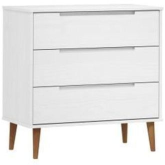 Les Tendances Commode MOLDE Blanc 80x40x80 Bois de pin massif
