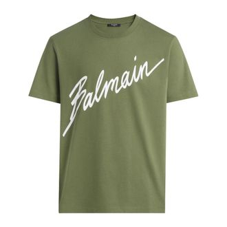 Balmain Bedrucktes Signatur-T-Shirt - - Tops - Herren - Gr&uuml;n - 3XL