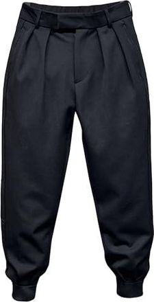 Generic Pantalon habill&eacute; l&eacute;ger de couleur unie pour homme, pantalon de costume d&eacute;contract&eacute; &agrave; revers &agrave; la cheville, pantalon de travail d&eacute;t&eacute;, Noir 4, 48