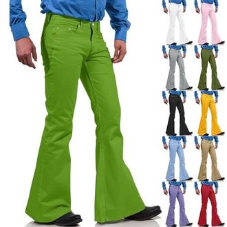 Generic Pantalon &eacute;vas&eacute; pour homme, pantalon r&eacute;tro ann&eacute;es 60, style ann&eacute;es 1960, pantalon de costume &eacute;vas&eacute; de couleur unie avec poches, pantalon bootcut d&eacute;cont