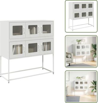 vidaXL Sideboard Wei&szlig; 100,5x39x107 cm Kaltgewalzter Stahl - Sideboard - Sideboards - Kommode - Anrichte