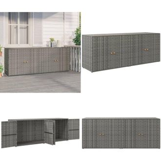 vidaXL Gartenschrank Grau 198x55,5x80 cm Poly Rattan - Gartenschrank - Outdoor M&ouml;bel - Stauraum - Wetterfest - Poly Rattan - Home & Living