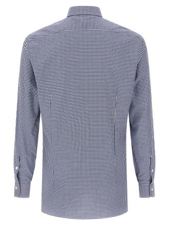 Barba Vichy Cotton Poplin Shirt - Navy