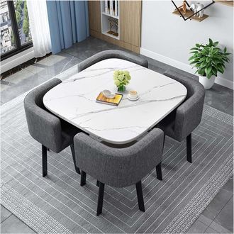 Generic Eingebauter Tisch und Stuhl. Kleiner, quadratischer runder Konferenztisch mit 4 St&uuml;hlen, for den Einsatz in Gesch&auml;ften, Besprechungen und kleinen Vera