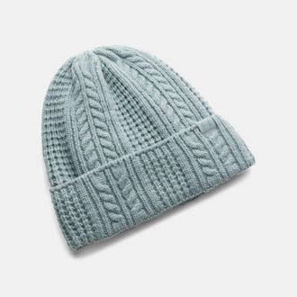 Under Armour Halftime Zopfstrick Beanie f&uuml;r Damen Serpentine / Serpentine / Jasper Blau EINHEITSGR&Ouml;SSE