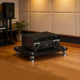 Generic HiFi Regal Niedriges AV-Medienregal, 4-stufiges Stereo-St&auml;nder- und Racksystem mit sto&szlig;d&auml;mpfenden F&uuml;&szlig;en, Audio-Rack for DVD-Player/Spielkonsole/TV-Box