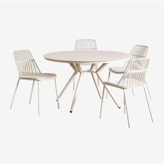 Sklum Sklum - Ensemble table ronde en aluminium Val&eacute;rie (&Oslash;100 cm) et 4 chaises de jardin Maeba Tapioca Beige