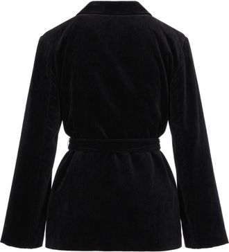 Max Mara Velvet Belted Jacket - Black