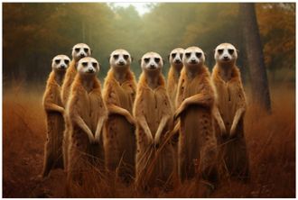 Wallario K&uuml;chenr&uuml;ckwand aus Glas 90 x 60 cm, Motiv: Safari-Clique | Spritzschutz abwischbar & pflegeleicht