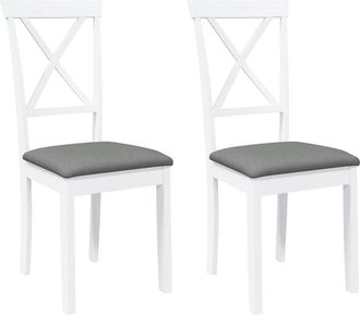 vidaXL Sedie Da Pranzo Con Cuscini 2 Pz Bianco Legno Massello Di Hevea - Vidaxl