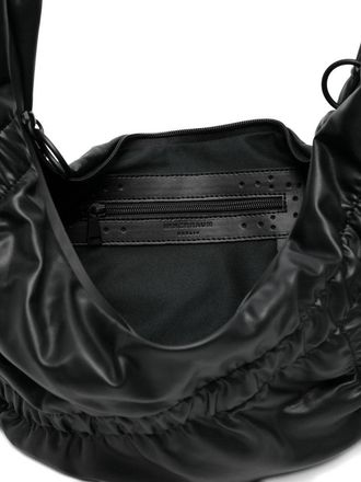 Innerraum Gathered Polyurethane Shoulder Bag - Black
