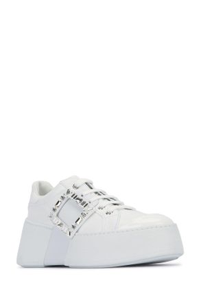 Roger Vivier Womens Viv Skate High Strass Sneakers Bianco Calfskin Fgl