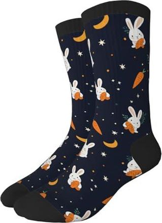 Generic Motif De Lapins Mignons Tenant Des Carottes Chaussettes Drole Fantaisie Chaussette Respirantes Chaussettes Rigolotes Pour Homme Adulte Femme 40Cm