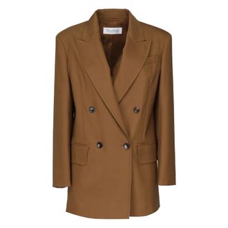 Max Mara Braune Wollmischung Doppelreihiger Blazer - - Jackets - Damen - Braun - S