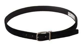 Dolce & Gabbana Mens Black Classic Velvet Silver Tone Metal Buckle Belt
