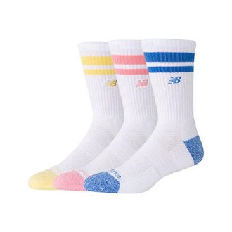 New Balance Unisex Active Premium Stripe Crew Socken 3 Pack in Wei&szlig;/Schwarz/Grau, Polyester, Gr&ouml;&szlig;e XL