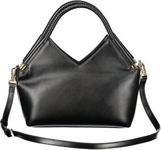 Twinset Sac &agrave; main g&eacute;om&eacute;trique en cuir avec poign&eacute;e tress&eacute;e - Femme - Sacs - Noir - Taille: ONE Size