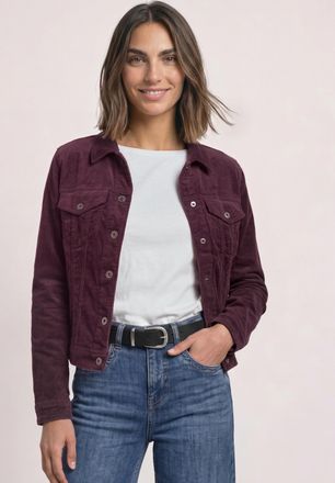 Street One Cordjacke STREET ONE, Damen, Gr. 34, lila (rustic rouge), Cord, 98% Baumwolle, 2% Elasthan, unifarben, regular fit normal, ohne Ausschnitt, B&uuml;ndchen, 