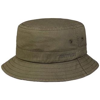 Stetson Chapeau Anti UV Cotton Twill Bucket Femme/Homme - de Peche en Coton Ete Printemps-ete - XL (60-61 cm) Olive
