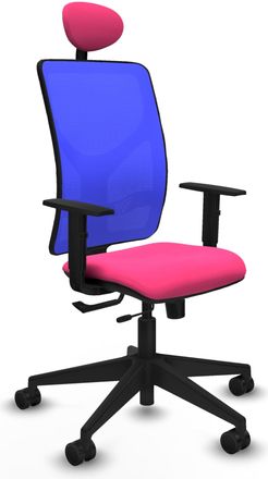 Piqueras y Crespo Call Center Stuhl mit 1D-Armlehnen, h&ouml;henverstellbarer Lendenwirbelst&uuml;tze und festem Kopfteil, ausgestattet mit Syncro/Traslack und Schneideschaum, Bl