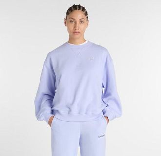 New Balance Damen Athletics French Terry Crew in Violett, Baumwollfleece, Gr&ouml;&szlig;e XL