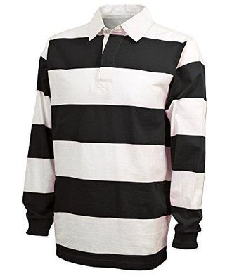 Charles River Apparel Unisex-Adults Classic Rugby Shirt, Black/White, XL