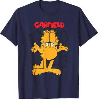 Garfield Retro Comic Standing Pose Crazy Cat Stimmungs-Kunstwerk T-Shirt
