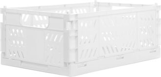 Brandsseller 1er Faltbare Klappbox 35x23x14 cm stabiler Einkaufskorb stapelbarer Transportkorb Aufbewahrungskiste Set - Wei&szlig;