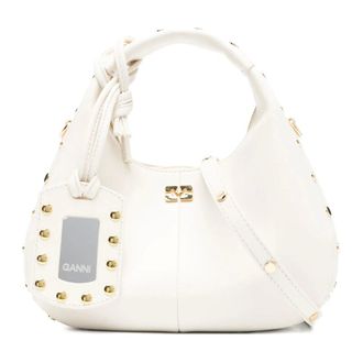 Ganni Femme, Sacs, Blanc, Taille: ONE Size Mini Sac Hobo &agrave; Clous