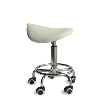 Generic Ergonomischer Sattelstuhl, drehbarer, Verstellbarer Rollhocker, Sattelstuhl aus PU-Leder, geeignet for Stylisten und Zahn&auml;rzte(White)