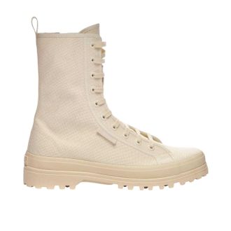 Superga 2341 Alpina Stiefel f&uuml;r Damen, Canvas, Plattform-Absatz (Rau Beige)