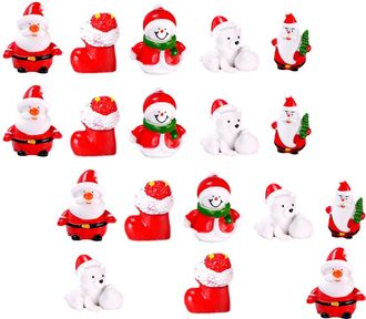 TOPBATHY 18 Stück Weihnachts-minifiguren Aus Kunstharz Weihnachtsschmuck Weihnachtsmann Schneemann Dekorative Puppen Festlicher Zufälliger Stil